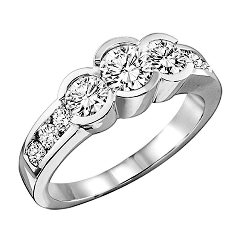 14k white gold 3 stone diamond ring store